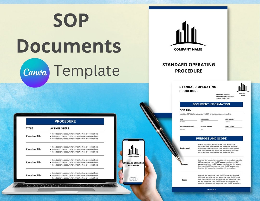 SOP Document, Standard Operating Procedure Form, Business Document ...