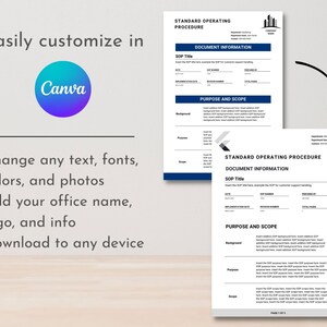 SOP Document, Standard Operating Procedure Form, Business Document ...