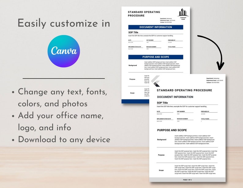 SOP Document, Standard Operating Procedure Form, Business Document ...
