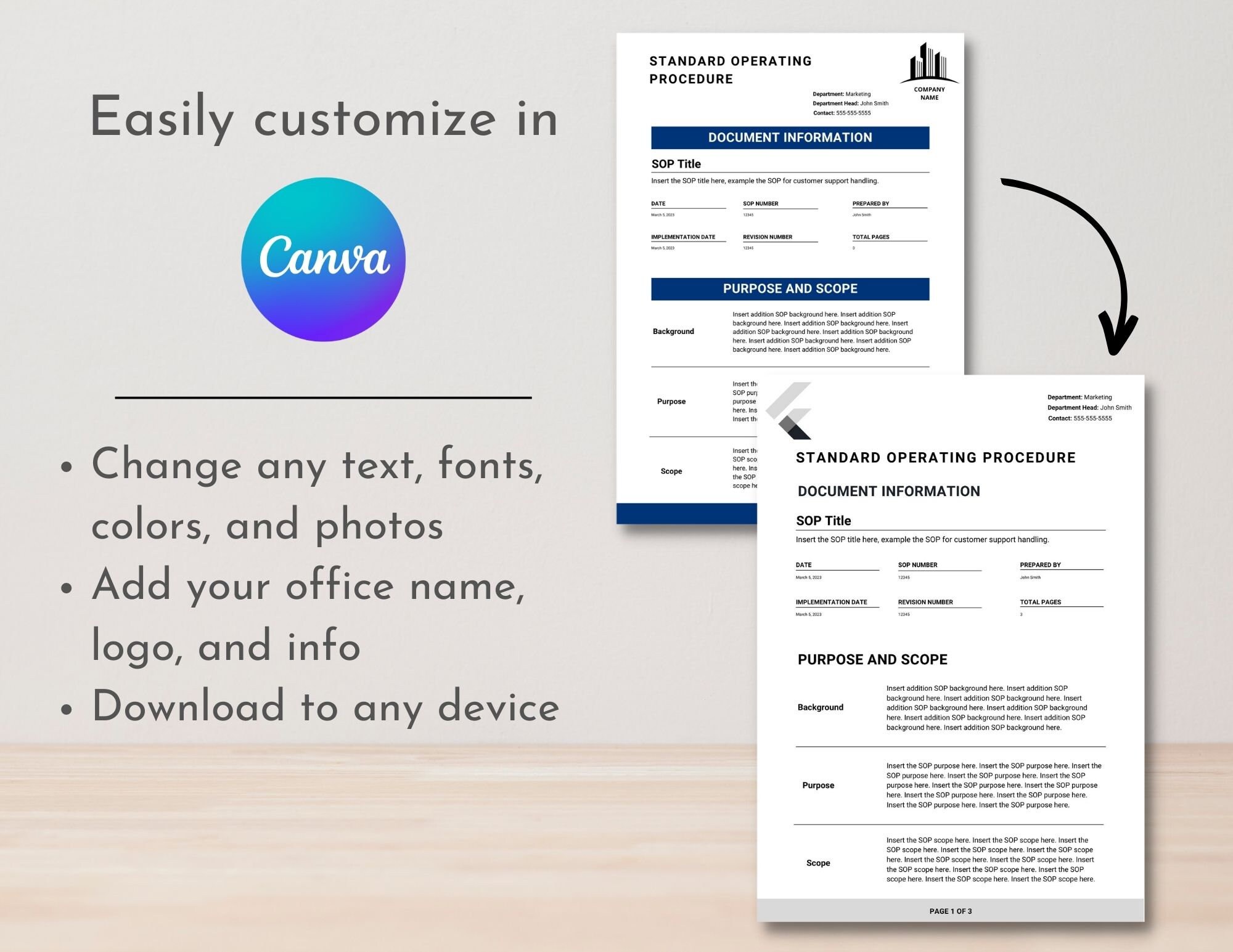 SOP Document, Standard Operating Procedure Form, Business Document ...