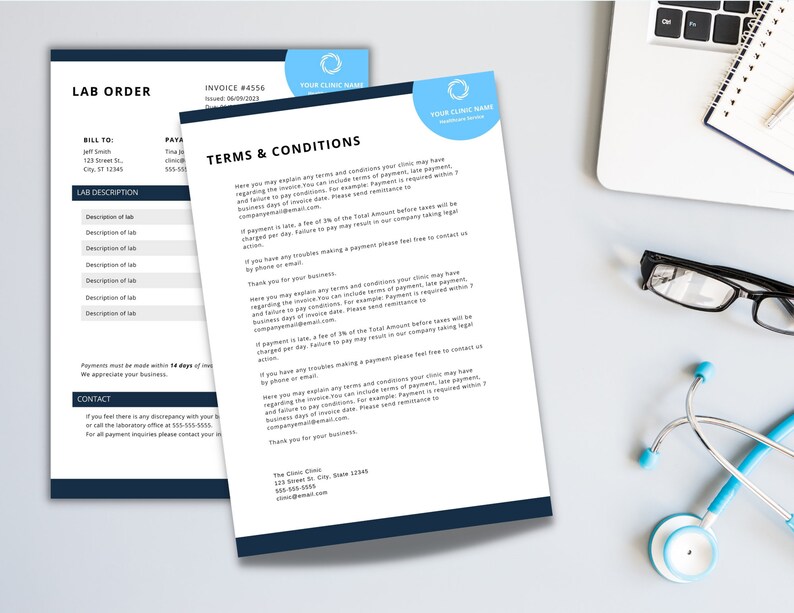 Lab Order, Medical Invoice Template, Clinic Bill, Terms and Conditions ...