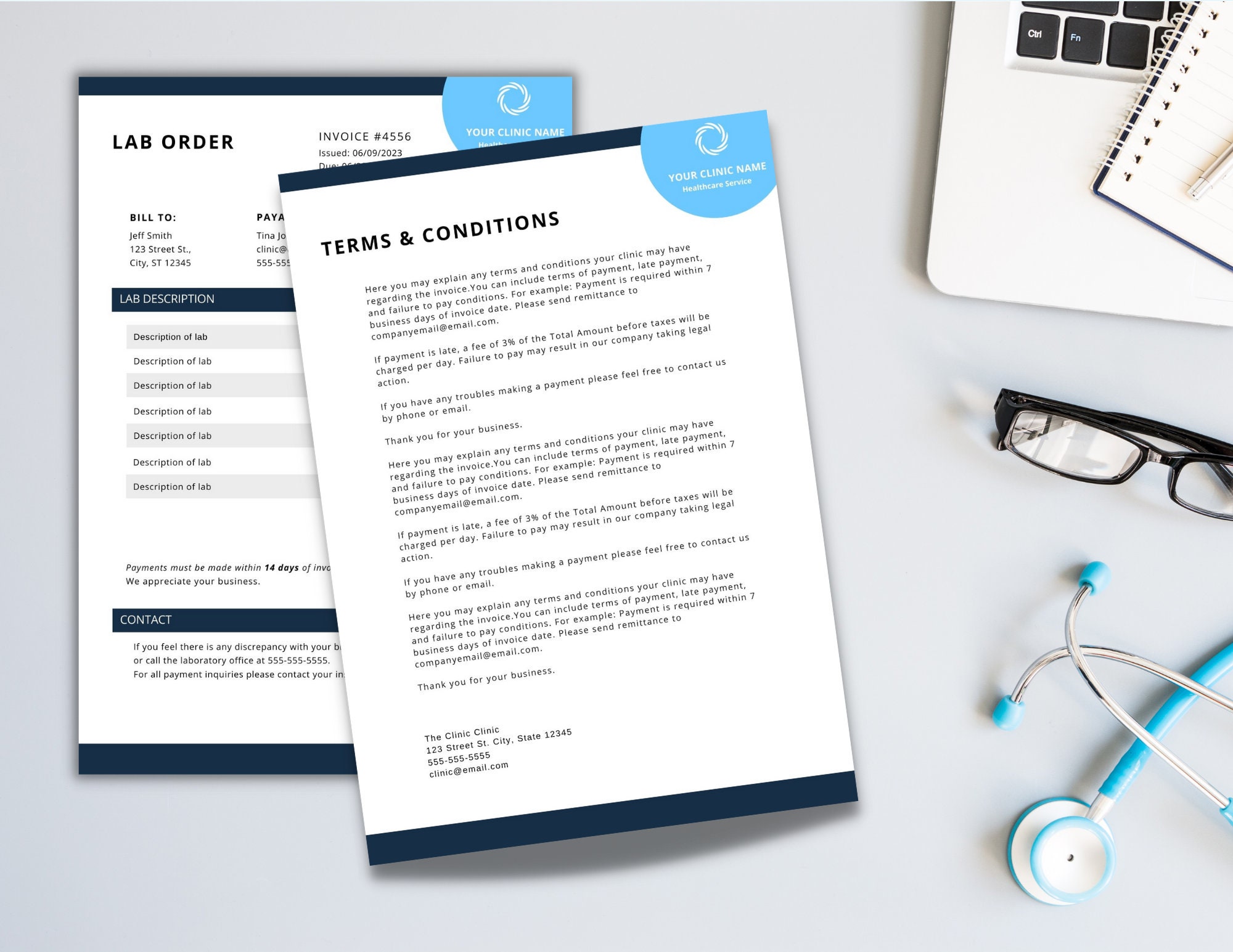 Lab Order, Medical Invoice Template, Clinic Bill, Terms and Conditions ...