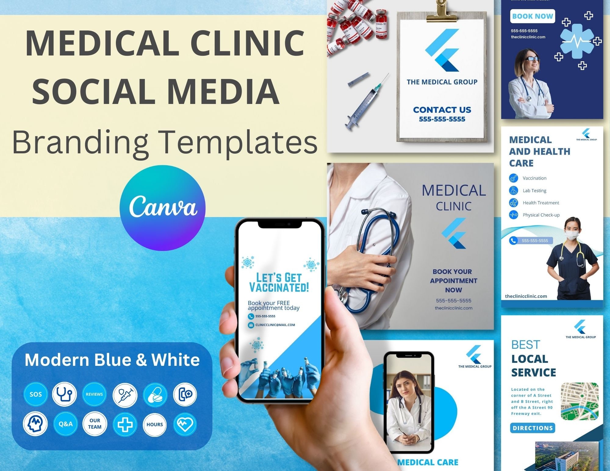 Medical Clinic Social Media Bundle, Clinic Branding Kit, Instagram ...