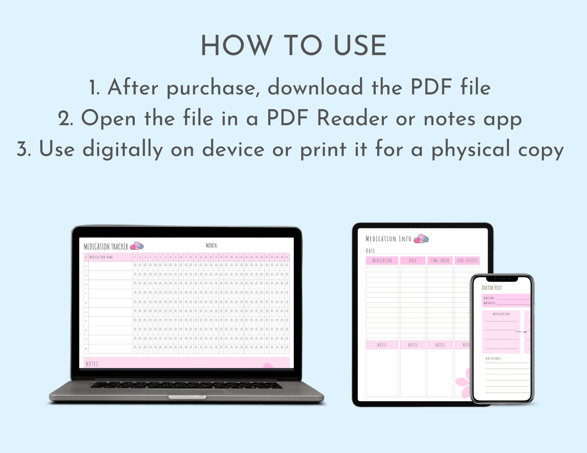Cute Medication Tracker, Daily Pill Tracker, Vitamins, Doctor Visit ...