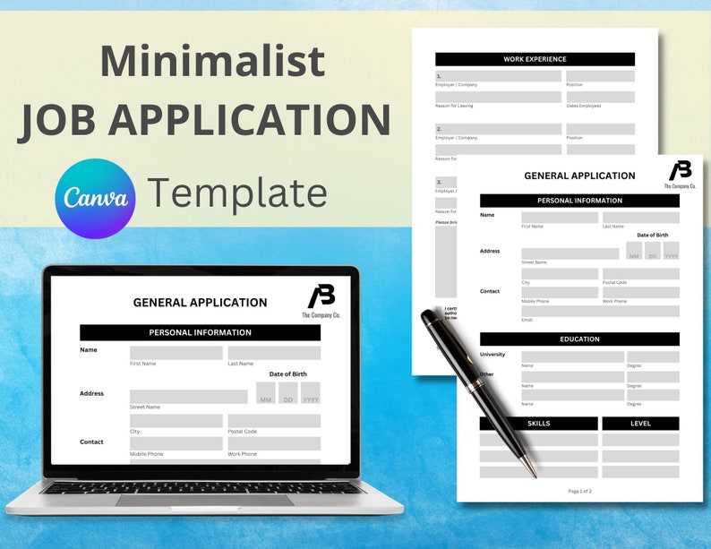 Minimalist Job Application Template, Small Business Resource ...