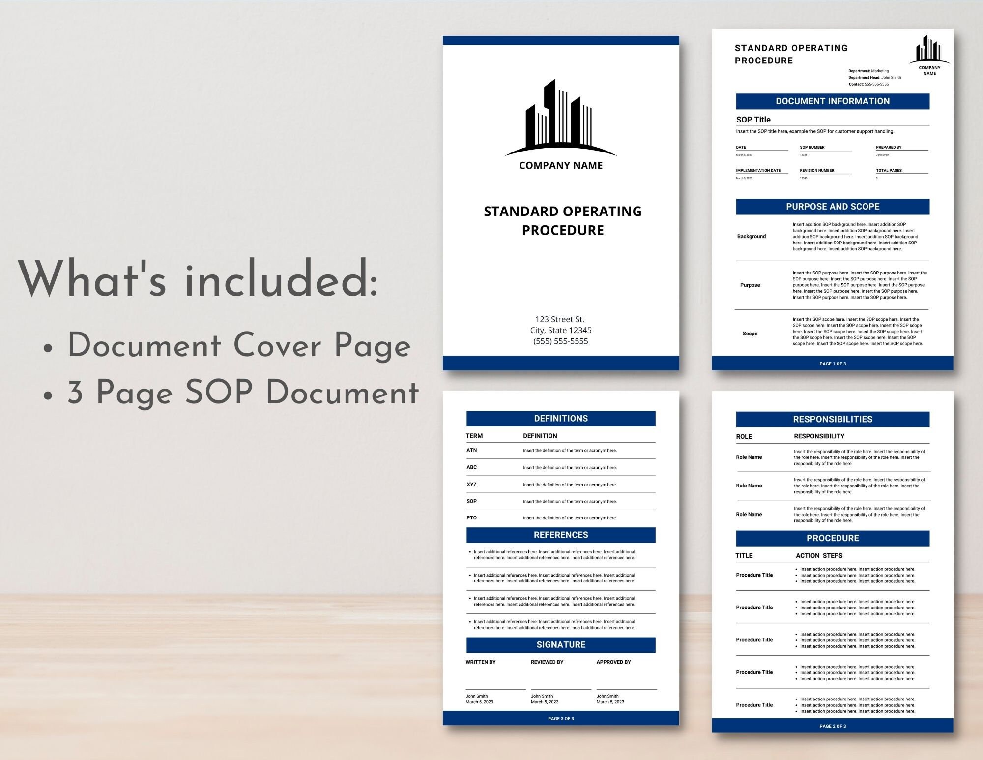 Sop Document Standard Operating Procedure Form Business Document