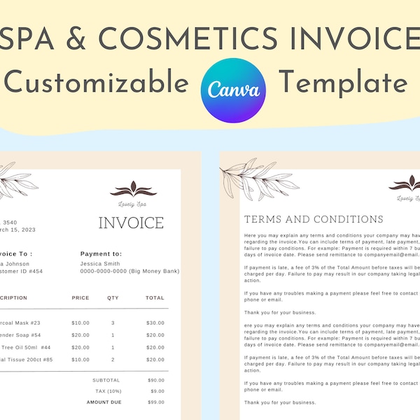 Invoice Receipt Spa - Etsy