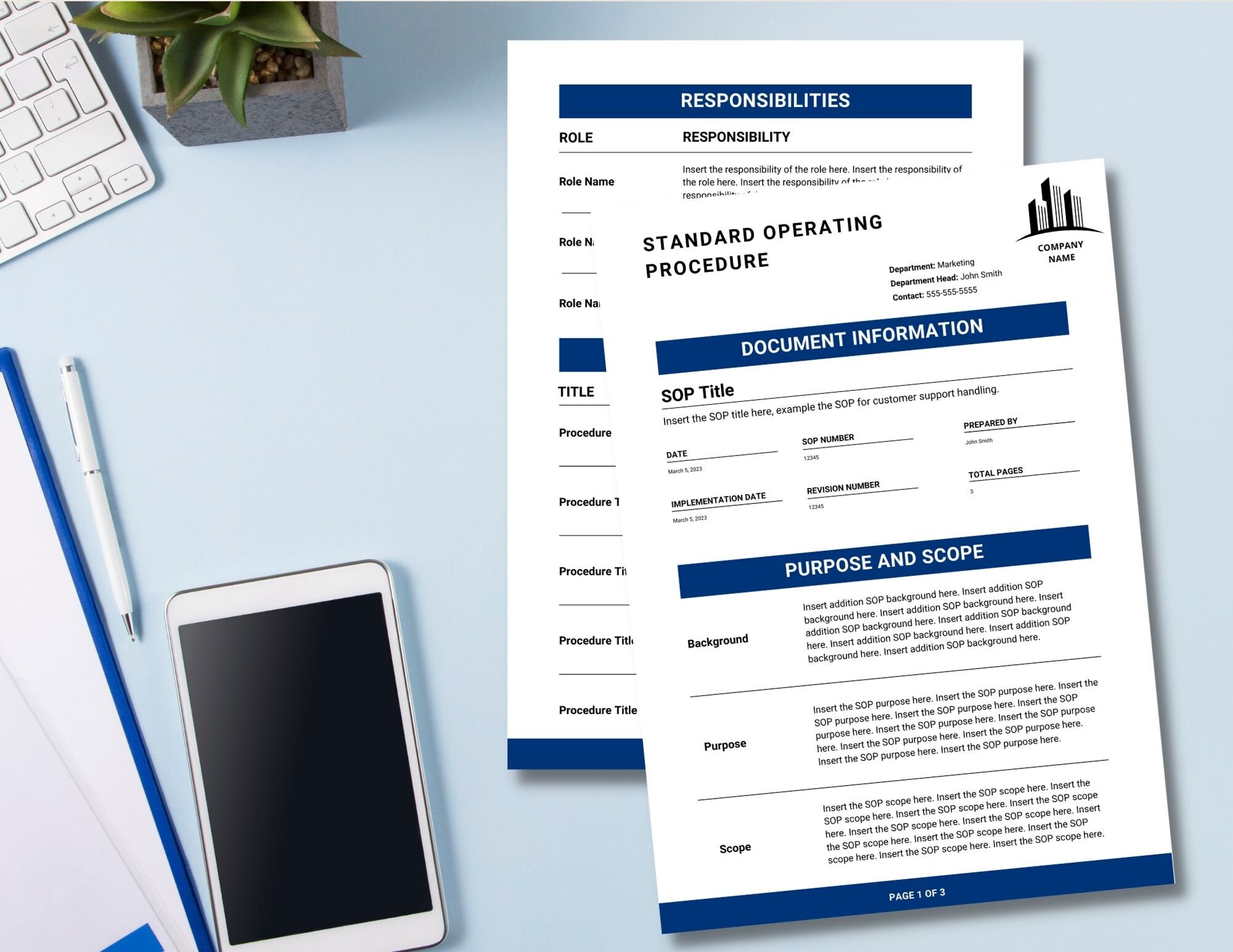 SOP Document, Standard Operating Procedure Form, Business Document ...