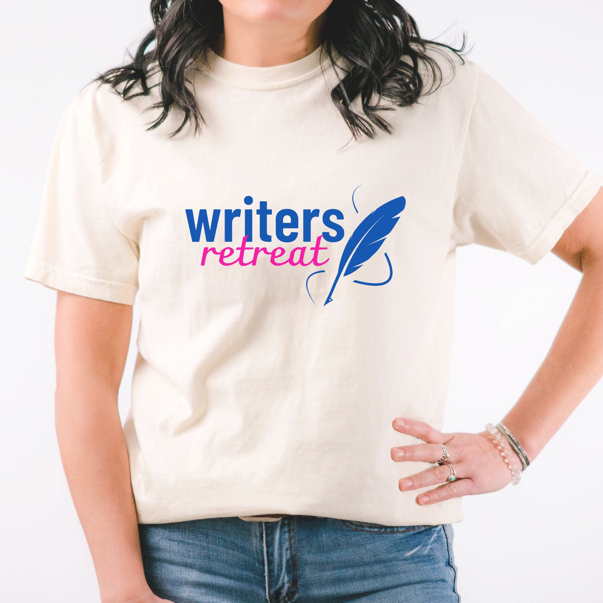 Writers Retreat, Writing Author Life Tee, Retro Quill Pen T-shirt ...