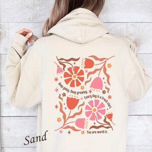 Boho Wildflowers Hoodie, Motivational Floral Hoodie, Self-care, Nature ...