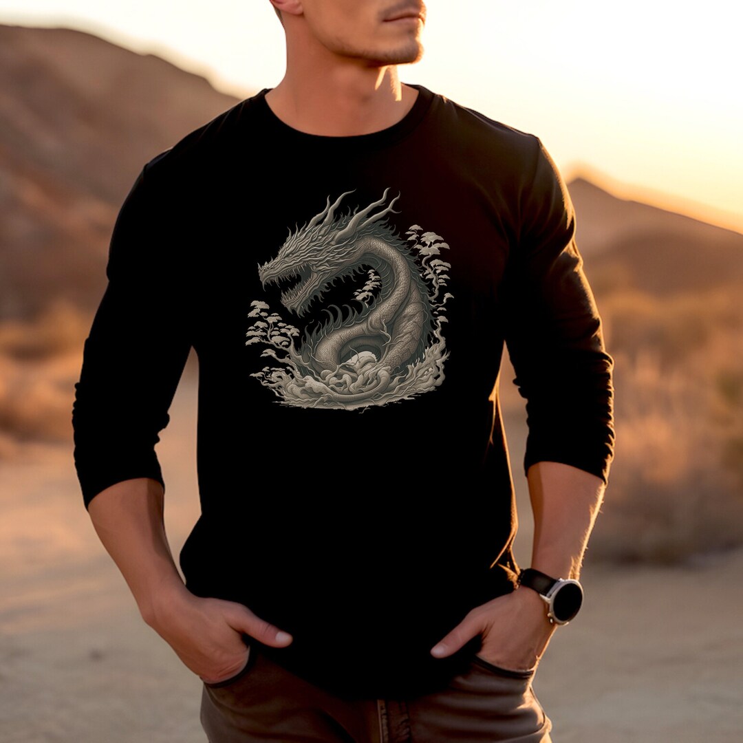 Vintage Dragon Shirt, Botanical Shirt, Dragon Goth Aesthetic, Asian ...