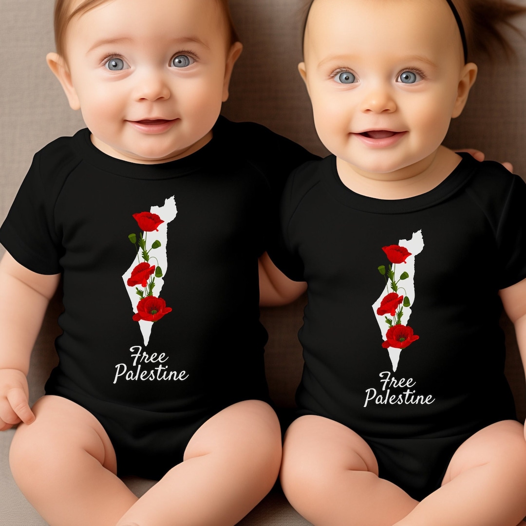 Support Palestine Baby Body Suit, Support Gaza, Poppies, Gaza Aid ...