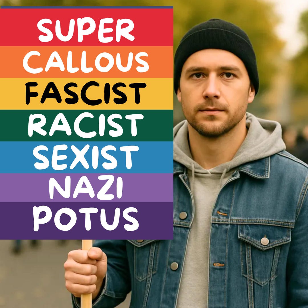 Super Callous Fascist Racist Political Protest Sign With Stick, 18" X ...