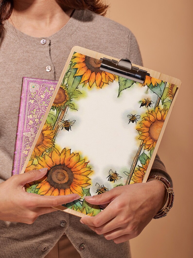 Honeybees and Sunflowers Watercolor Stationery Paper Bundle| Journaling ...