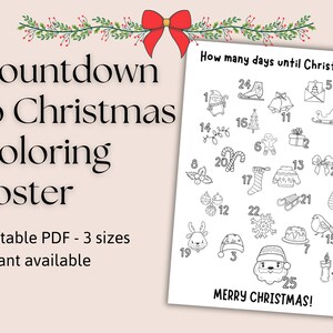 PRINTABLE Christmas Countdown Poster, Christmas Countdown Calendar ...
