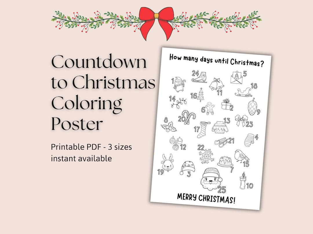 PRINTABLE Christmas Countdown Poster, Christmas Countdown Calendar ...