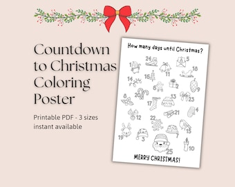 PRINTABLE Christmas Countdown Poster, Christmas Countdown, Christmas ...