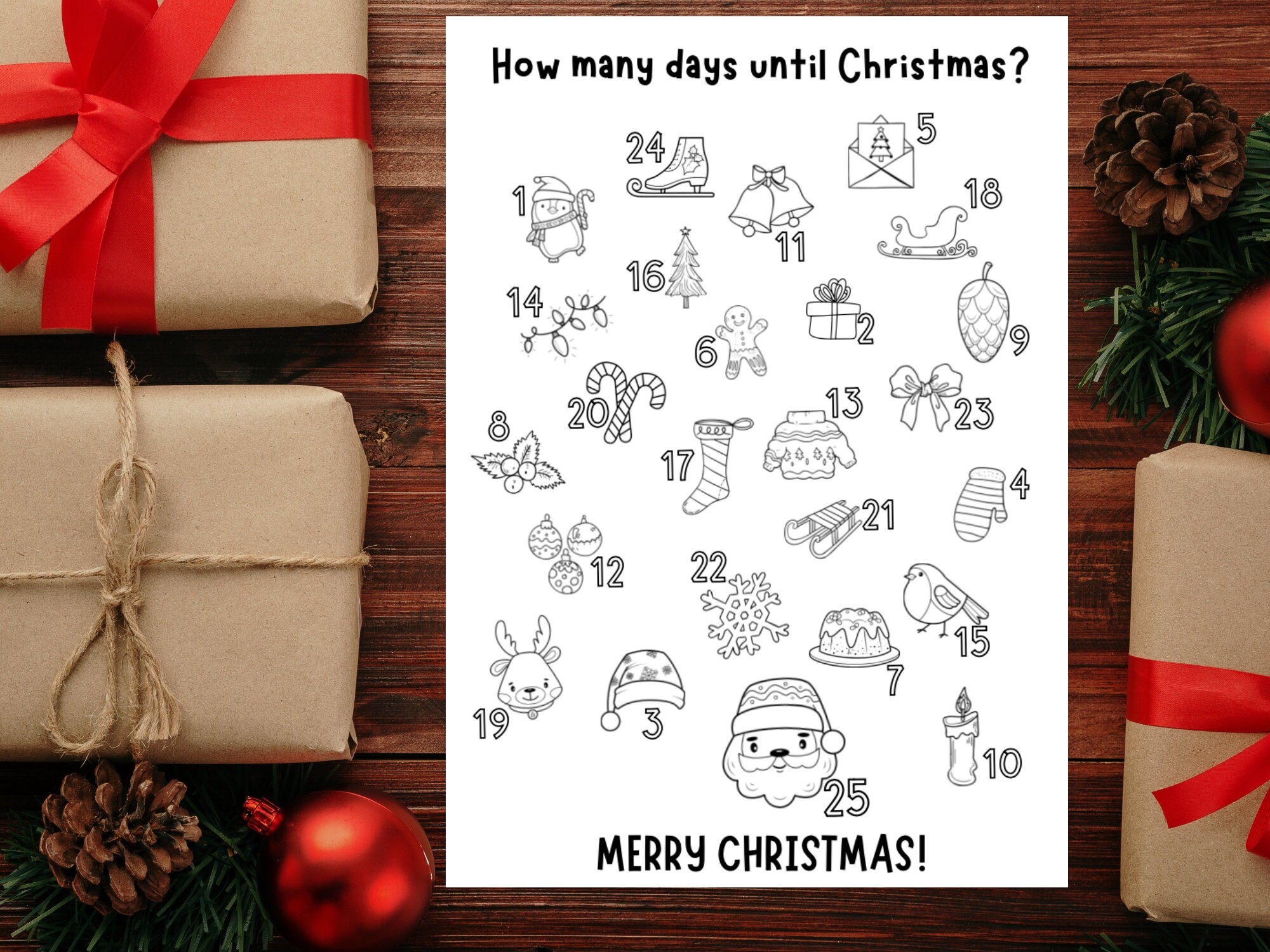 PRINTABLE Christmas Countdown Poster, Christmas Countdown Calendar ...