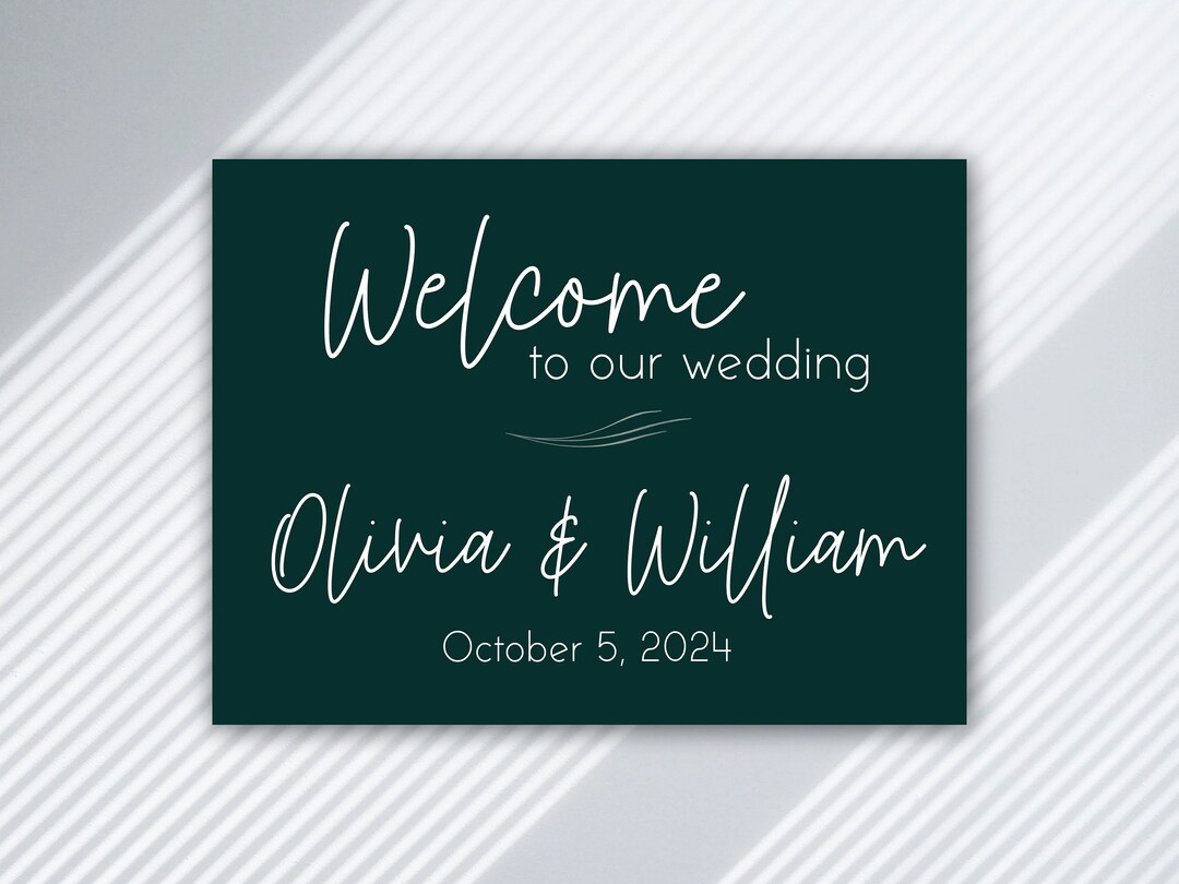 Wedding Welcome Sign | Green Wedding Sign | Modern Wedding | Digital ...