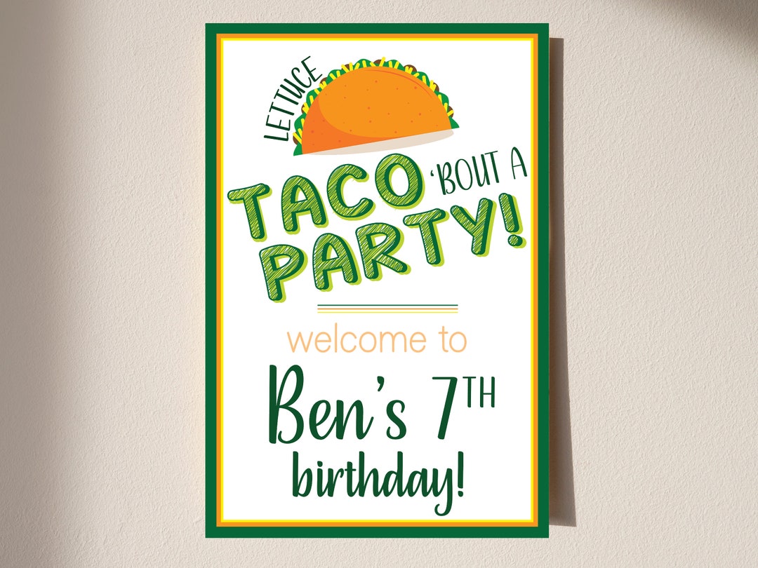 Taco Party Sign | Taco Bout a Party Sign | Funny Sign | Digital ...