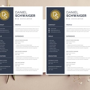 Blue and Gold Clean CV Resume Template, Modern Professional Design, Job ...
