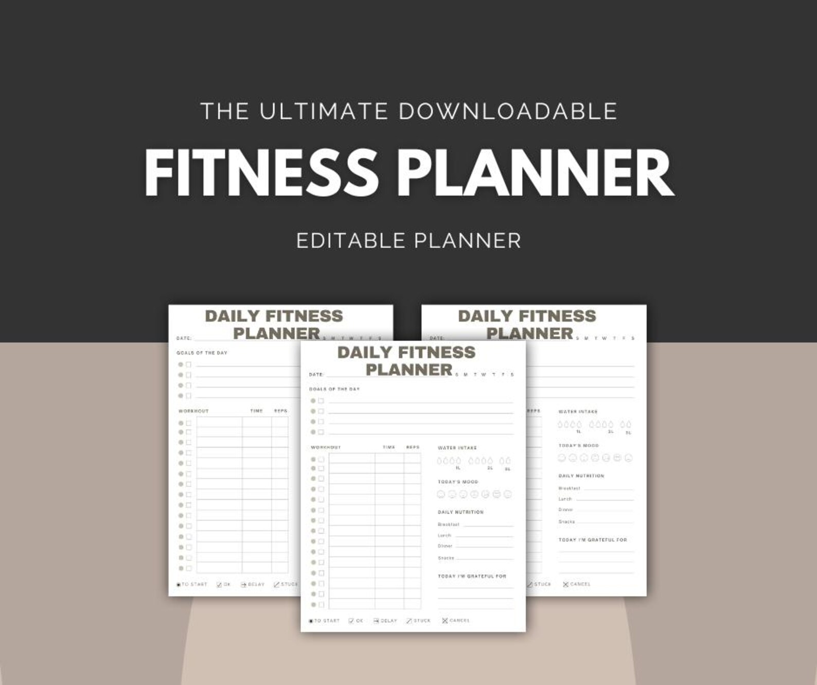 Simple and Minimal Printable Daily Fitness Planner, Organize Your ...