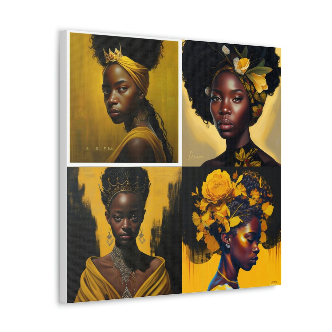 Black Queens Royal Wall Art, African American Royalty on Textured ...