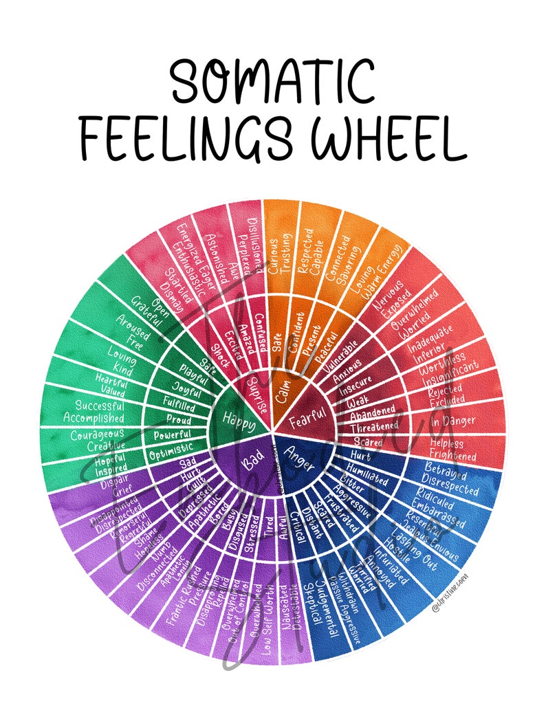 Somatic Feelings Wheel | Emotions Worksheet Wheel | Burnout Recovery ...