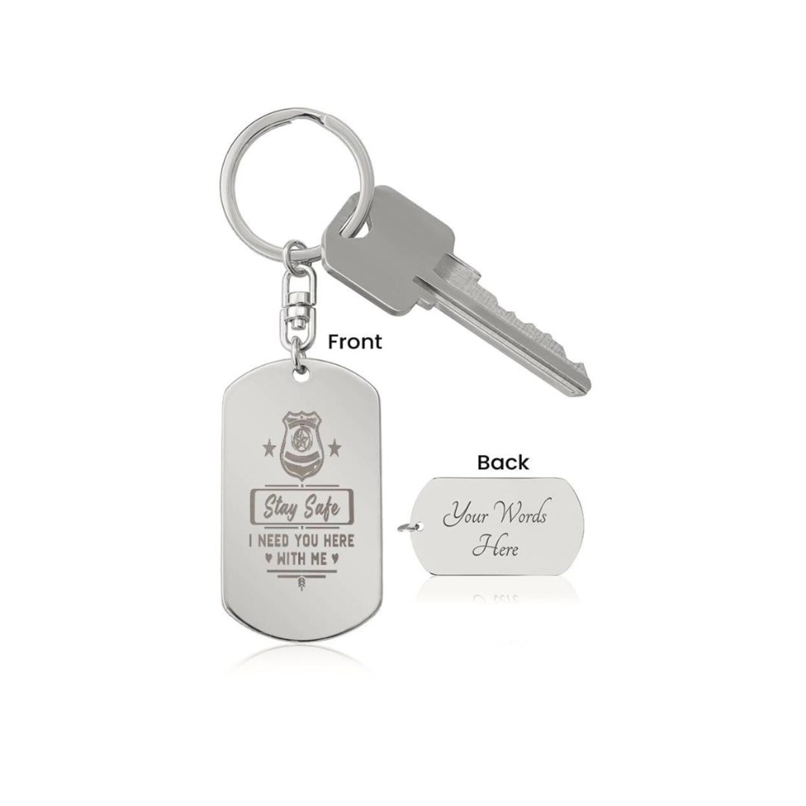 Engraved Dog Tag Keychain - Stay Safe Police Officer - Etsy