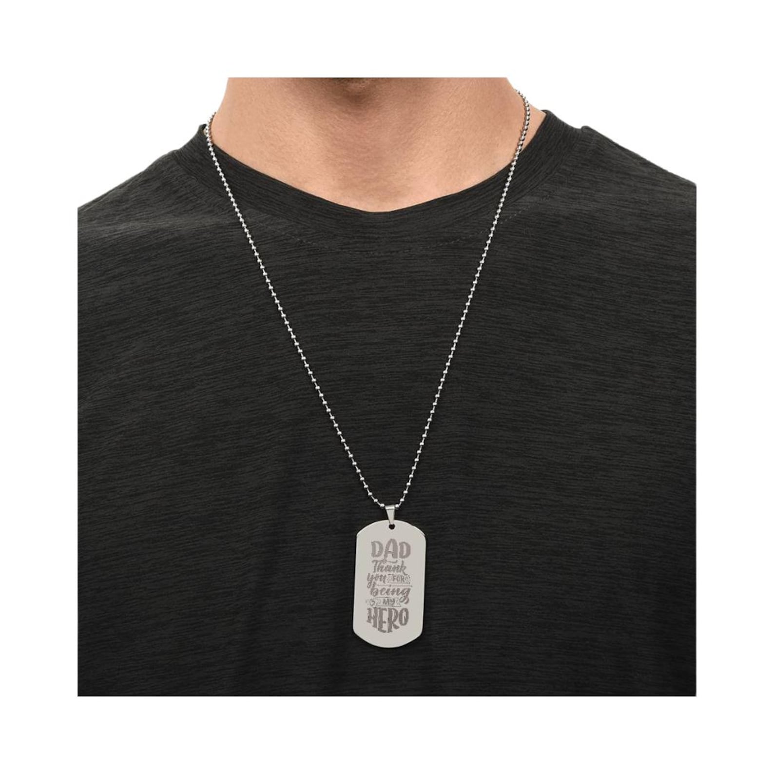 Engraved Dog Tag Necklace - Dad Thank You for Being My Hero - Etsy