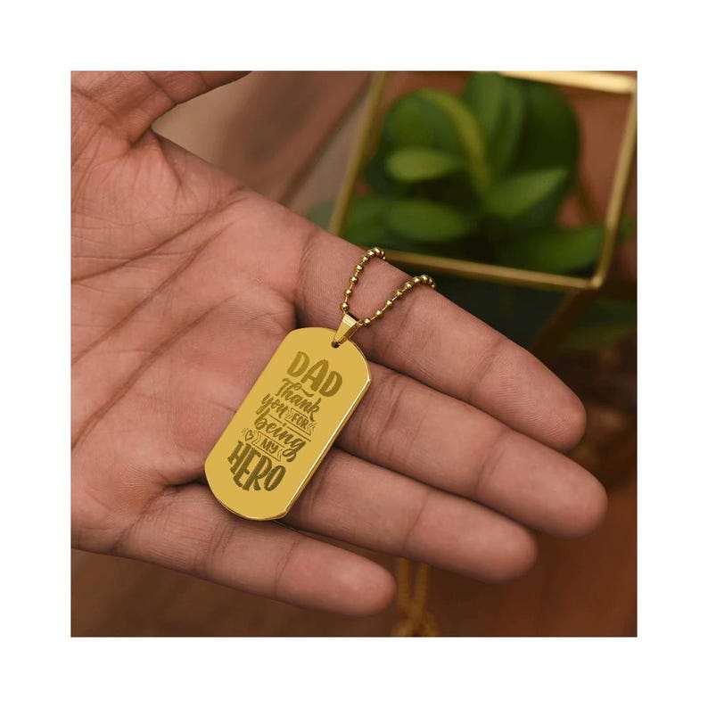 Engraved Dog Tag Necklace - Dad Thank You for Being My Hero - Etsy