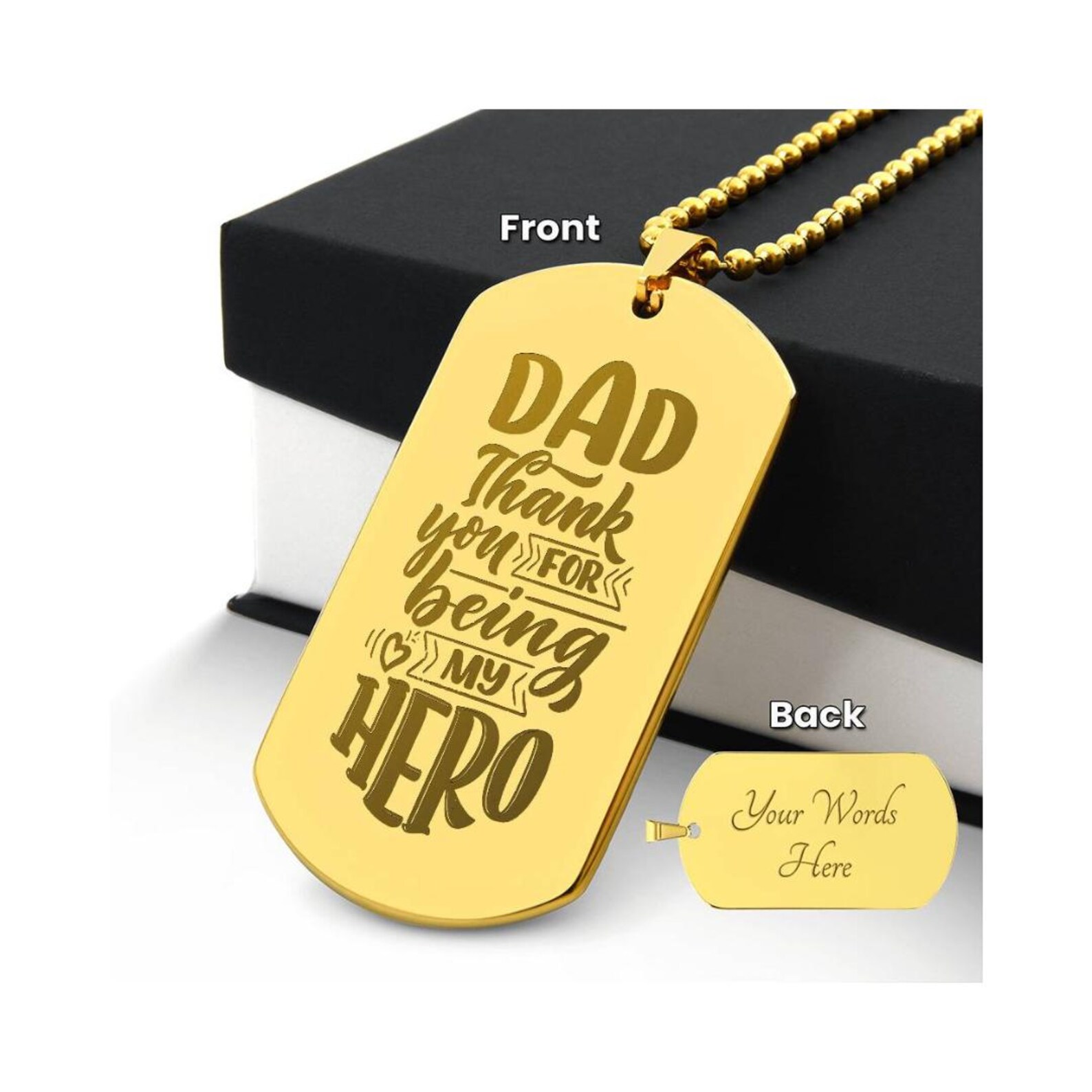 Engraved Dog Tag Necklace - Dad Thank You for Being My Hero - Etsy