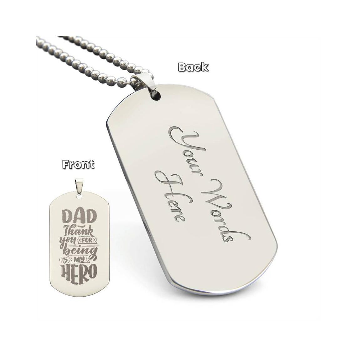 Engraved Dog Tag Necklace - Dad Thank You for Being My Hero - Etsy