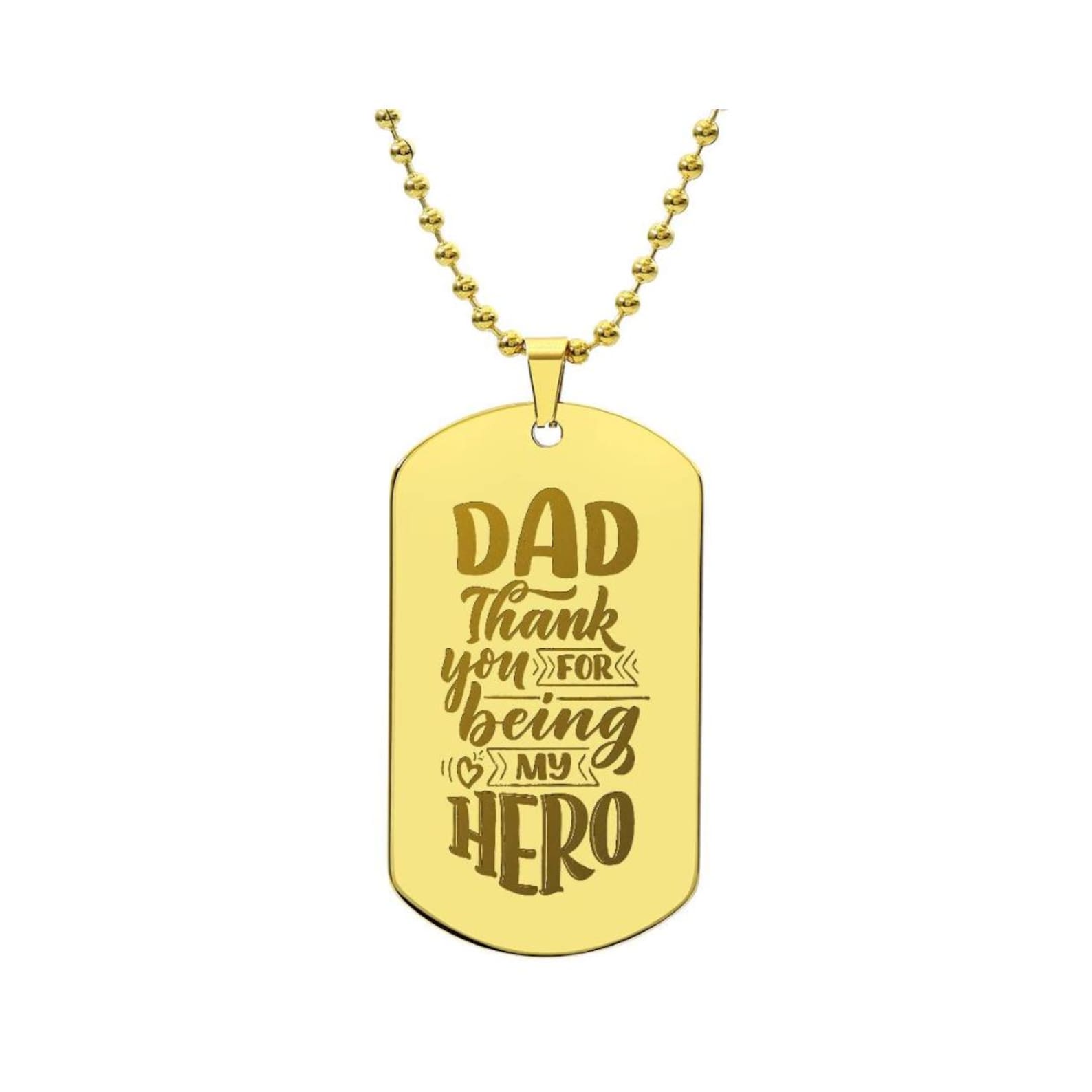 Engraved Dog Tag Necklace - Dad Thank You for Being My Hero - Etsy