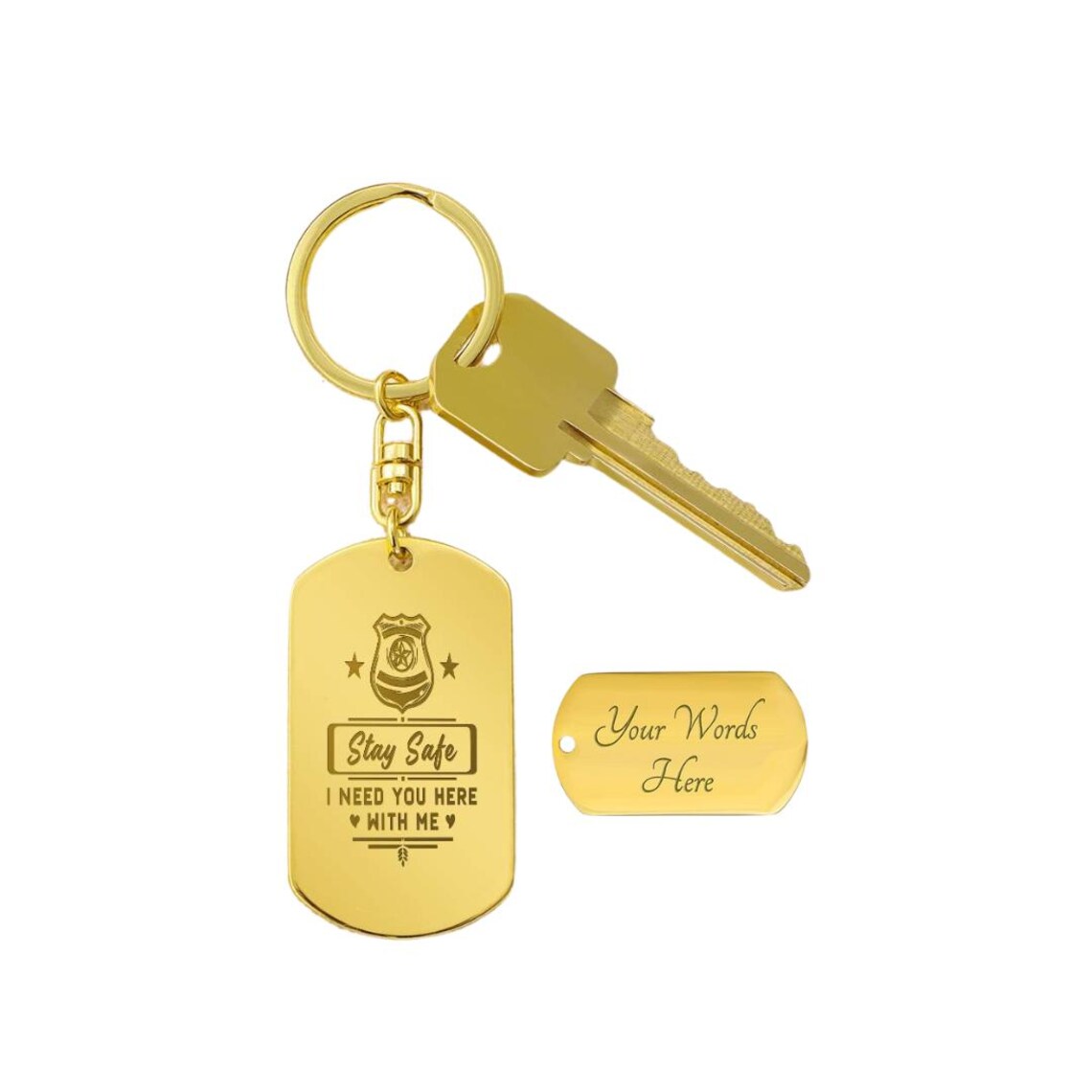Engraved Dog Tag Keychain - Stay Safe Police Officer - Etsy