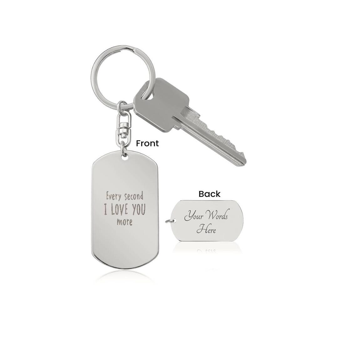 Personalized Handwritten Message Engraved Dog Tag Keychain - Etsy