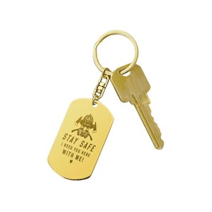 Engraved Dog Tag Keychain - Stay Safe Firefighter - Etsy
