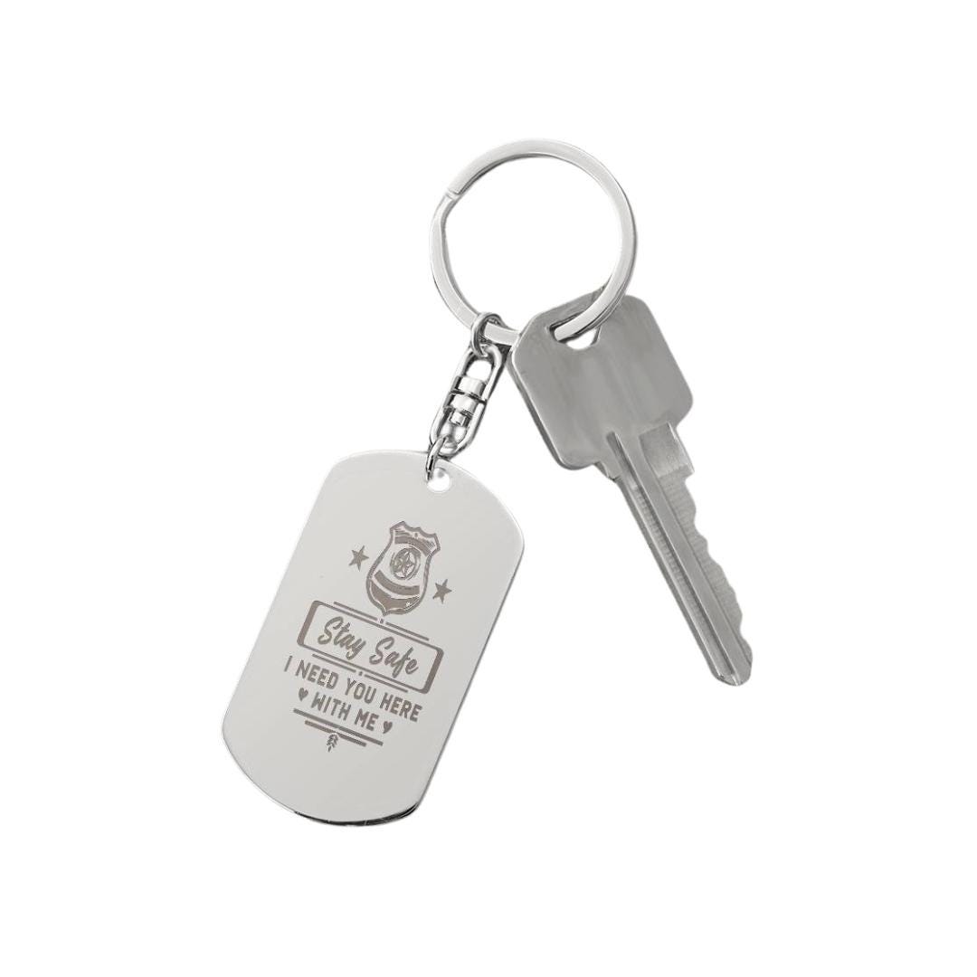 Engraved Dog Tag Keychain - Stay Safe Police Officer - Etsy