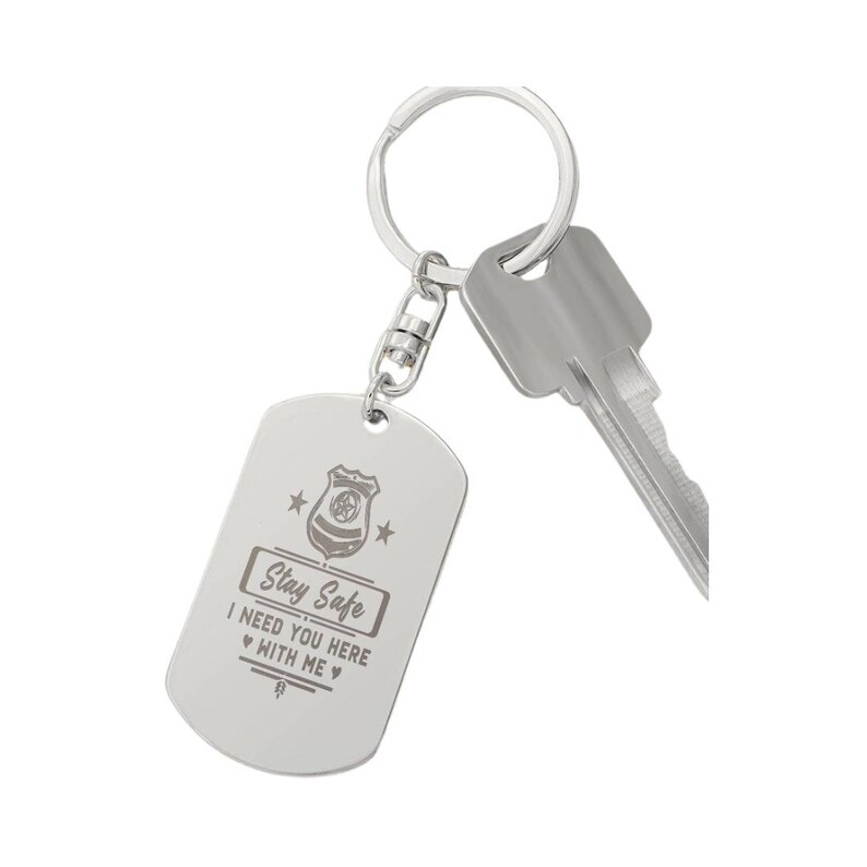 Engraved Dog Tag Keychain - Stay Safe Police Officer - Etsy