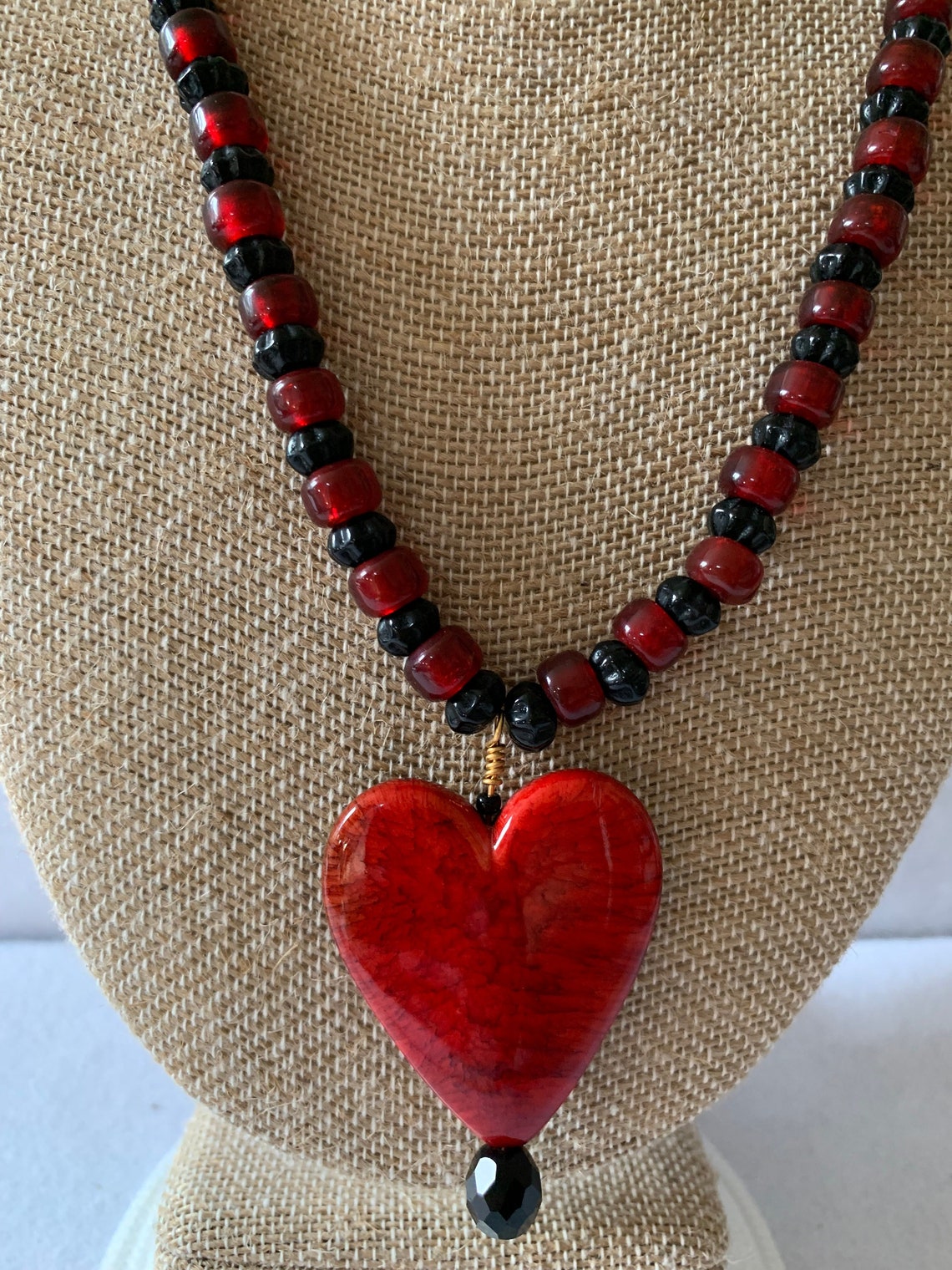 Red Heart Pendant Necklace - Etsy