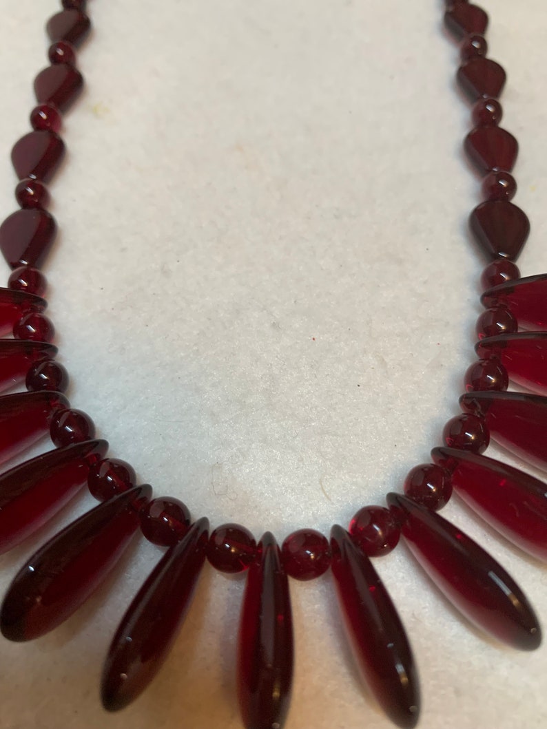 Red Teardrop Necklace - Etsy