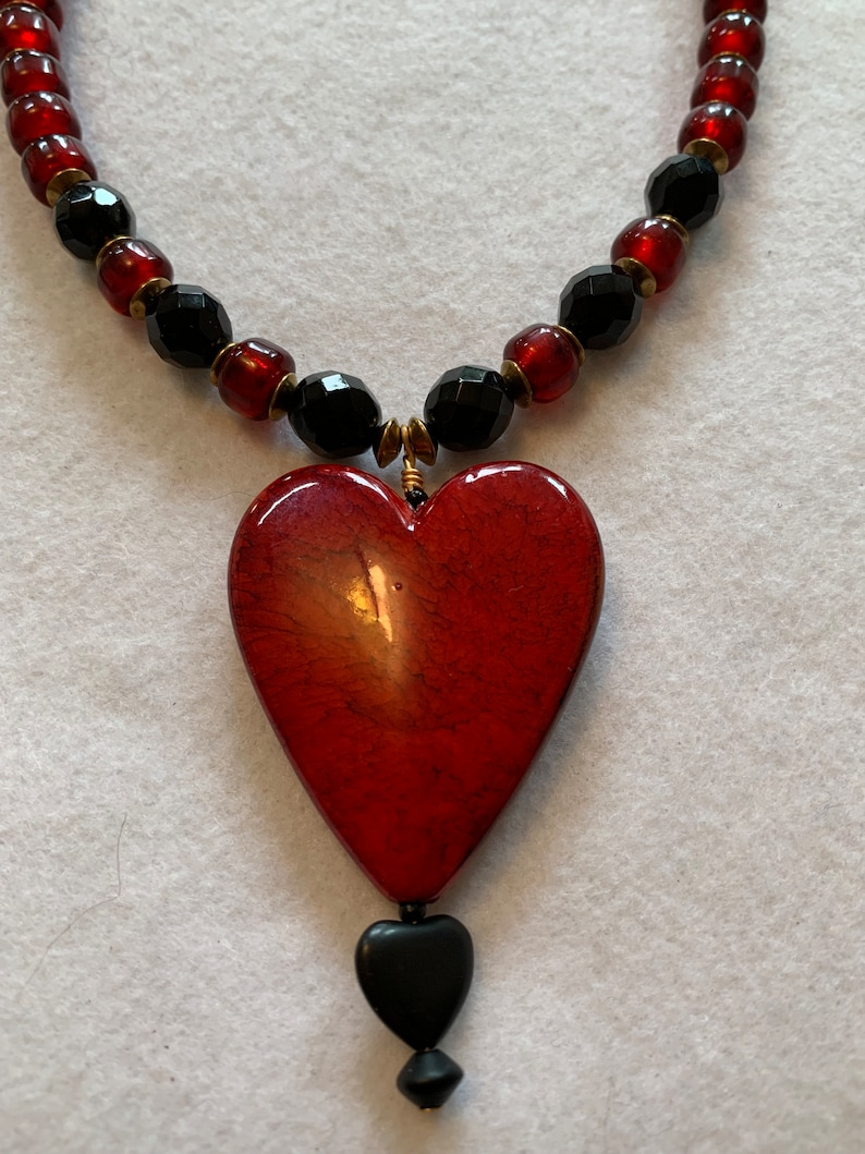 Red Heart Pendant Necklace - Etsy