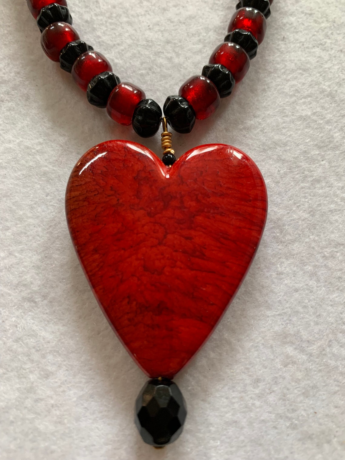 Red Heart Pendant Necklace - Etsy