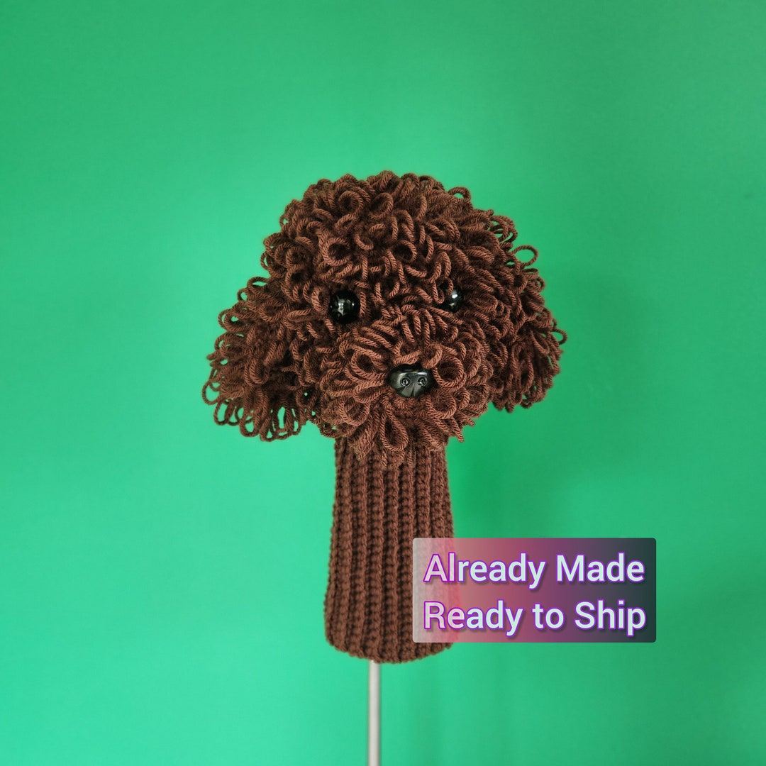 Crochet Dog Golf Club driver Head Cover, Poodle/cavoodle/cavapoo-brown ...