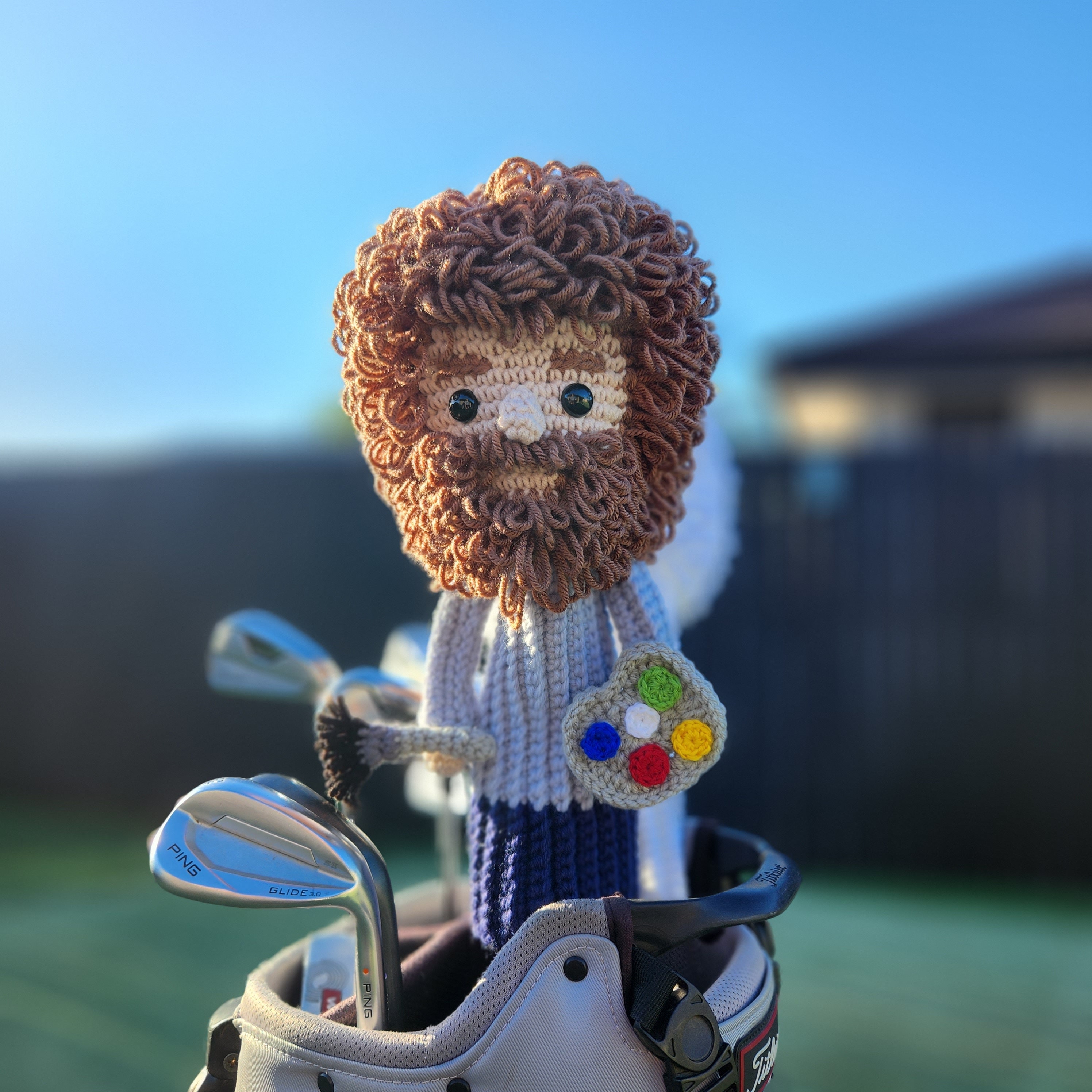 Crochet Bob Ross Golf Club (driver) Head Cover, 100% Hand-made, Rare ...