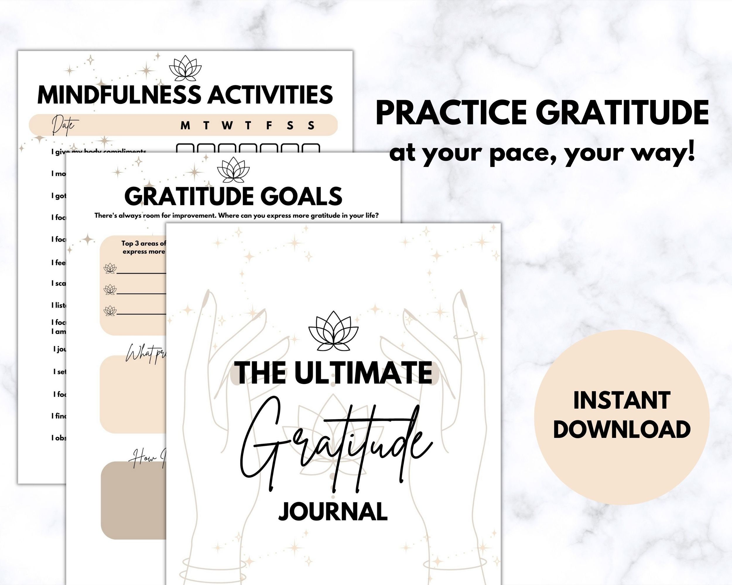 Gratitude Journal Printable Mindfulness Log Gratitude Template Self ...