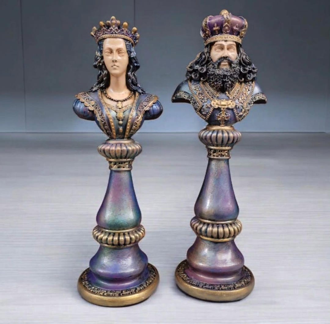 Decorative King and Queen Chess Set Sculpture, Home Accessory, Trinket ...