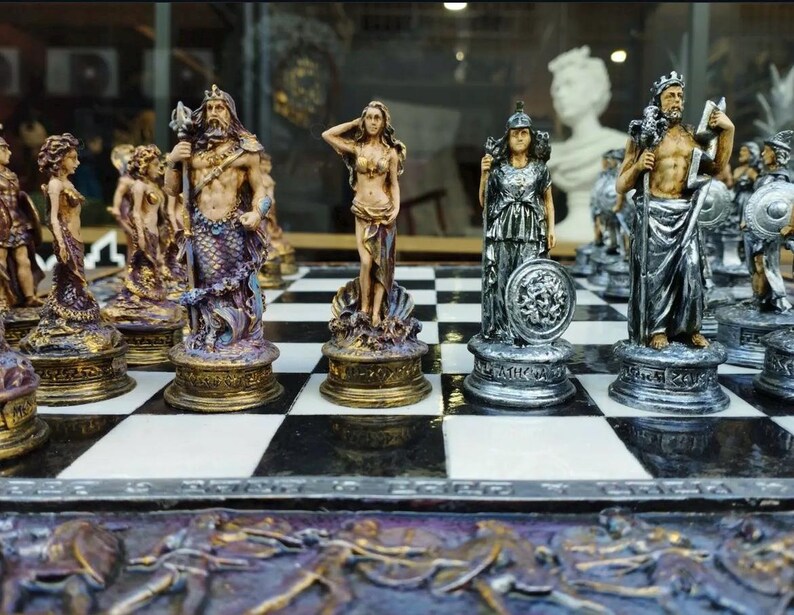 Handmade Mythological Chess Set Unique Sculpted Pieces Inspired by ...