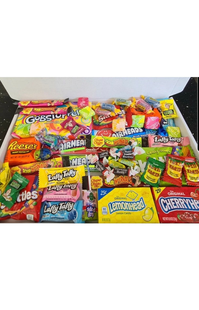 100 PERSONALISED American Sweets Gift Box USA Candy Airheads Laffy ...