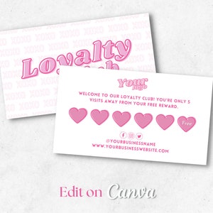 Customizable Loyalty Card, Printable Girly Loyalty Template, Loyalty ...